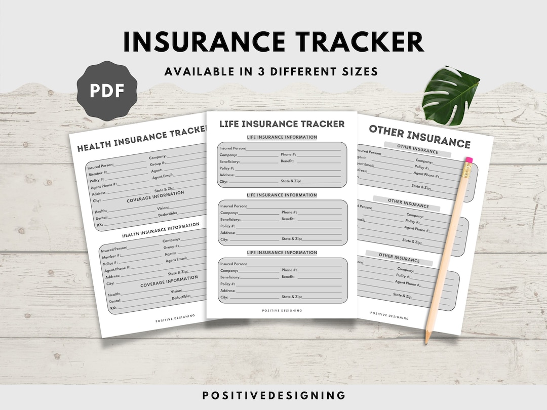 Insurance Tracker Printable, Insurance Tracking Template, Insurance ...