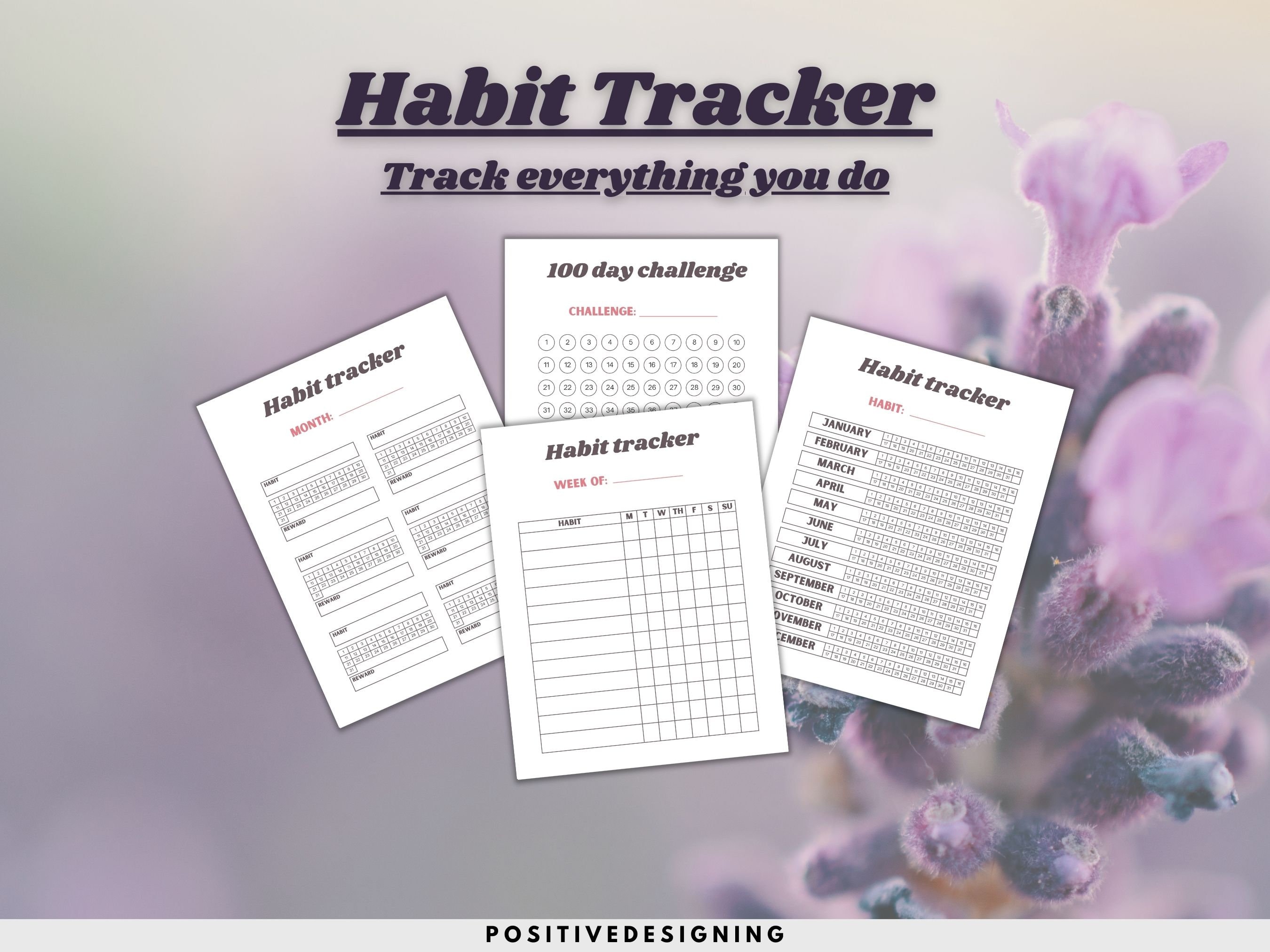 Habit Tracker Habit Chart Daily Weekly Monthly Habit Tracker Habit Log ...