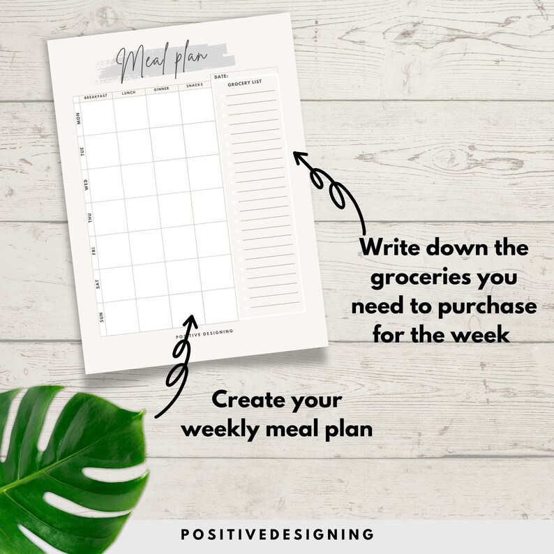 Printable Meal Plan and Grocery List Weekly Meal Planner Meal Plan ...
