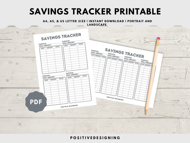 Savings Account Sheet Printable, Personal Savings Tracker, Financial ...