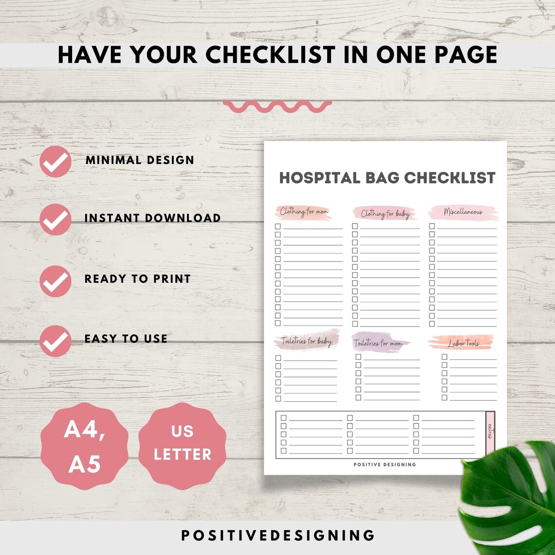Hospital Bag Checklist Printable, Birth Bag Packing List, Pregnancy ...
