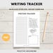 Writing Tracker - Printable Journal Page for Word Count, Writing Log ...