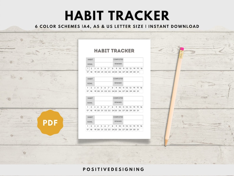 Monthly Habit Tracker Printable, Habit Tracker Template, Routine ...