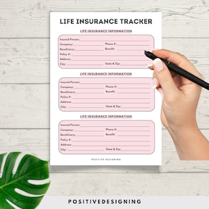 Insurance Tracker Printable, Insurance Tracking Template, Insurance ...