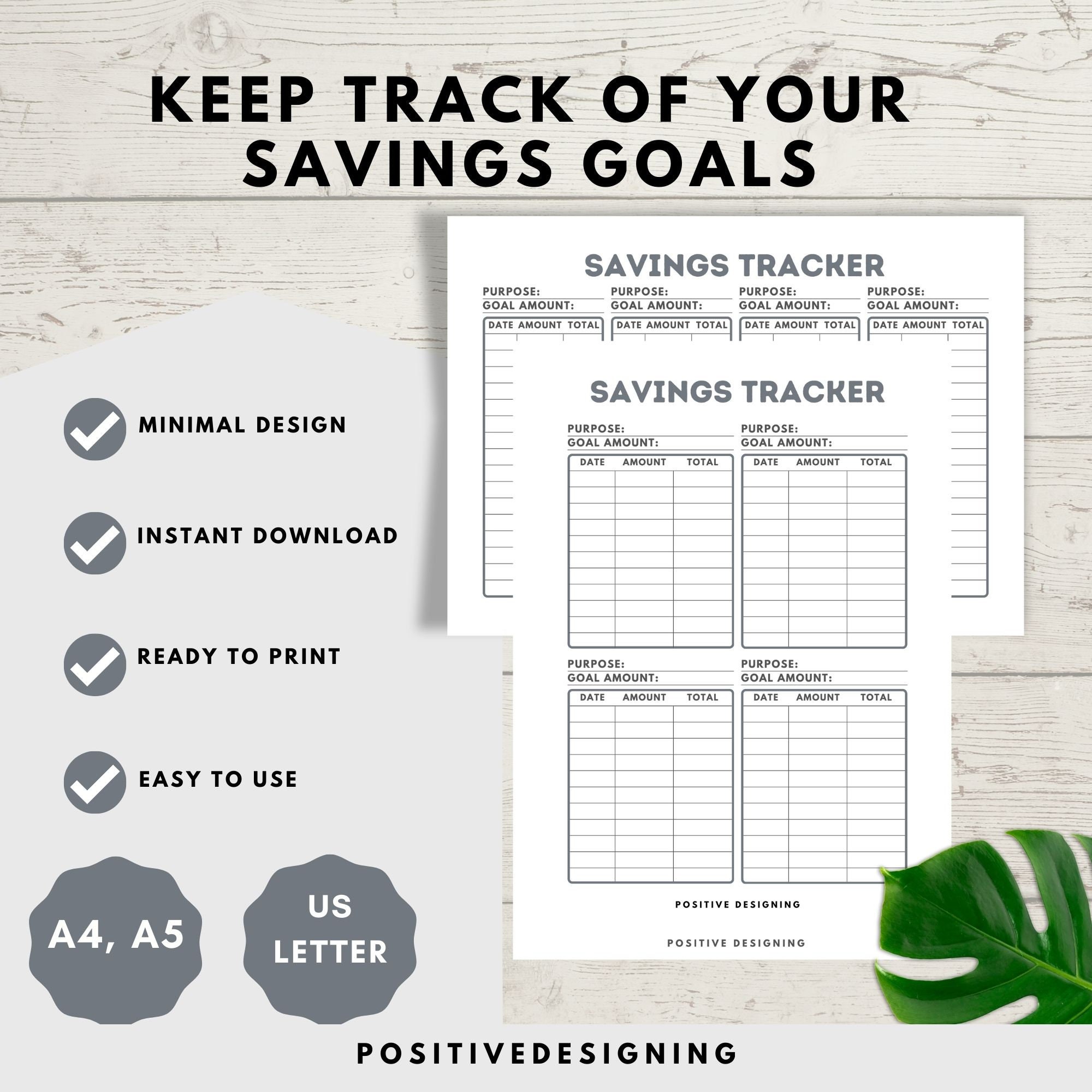 Savings Account Sheet Printable, Personal Savings Tracker, Financial ...