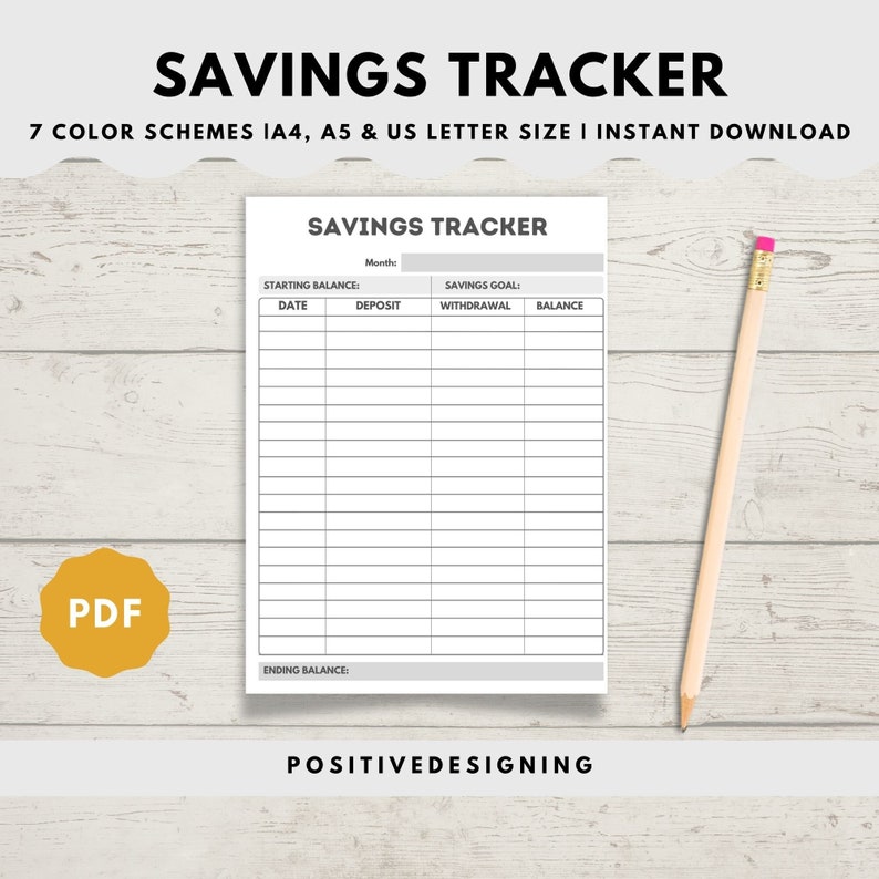 Savings Account Sheet Printable Personal Savings Tracker - Etsy