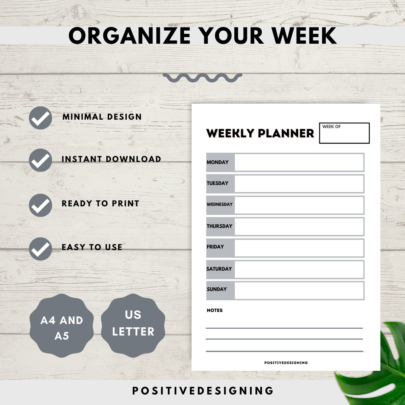 Weekly Planner Printable to Do List, Minimal Weekly Schedue, Weekly ...