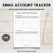 Email Account Tracker Printable, Password Organizer (digital Download ...