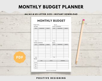 Monthly Budget Planner Printable Financial Journal Monthly Budget Sheet ...