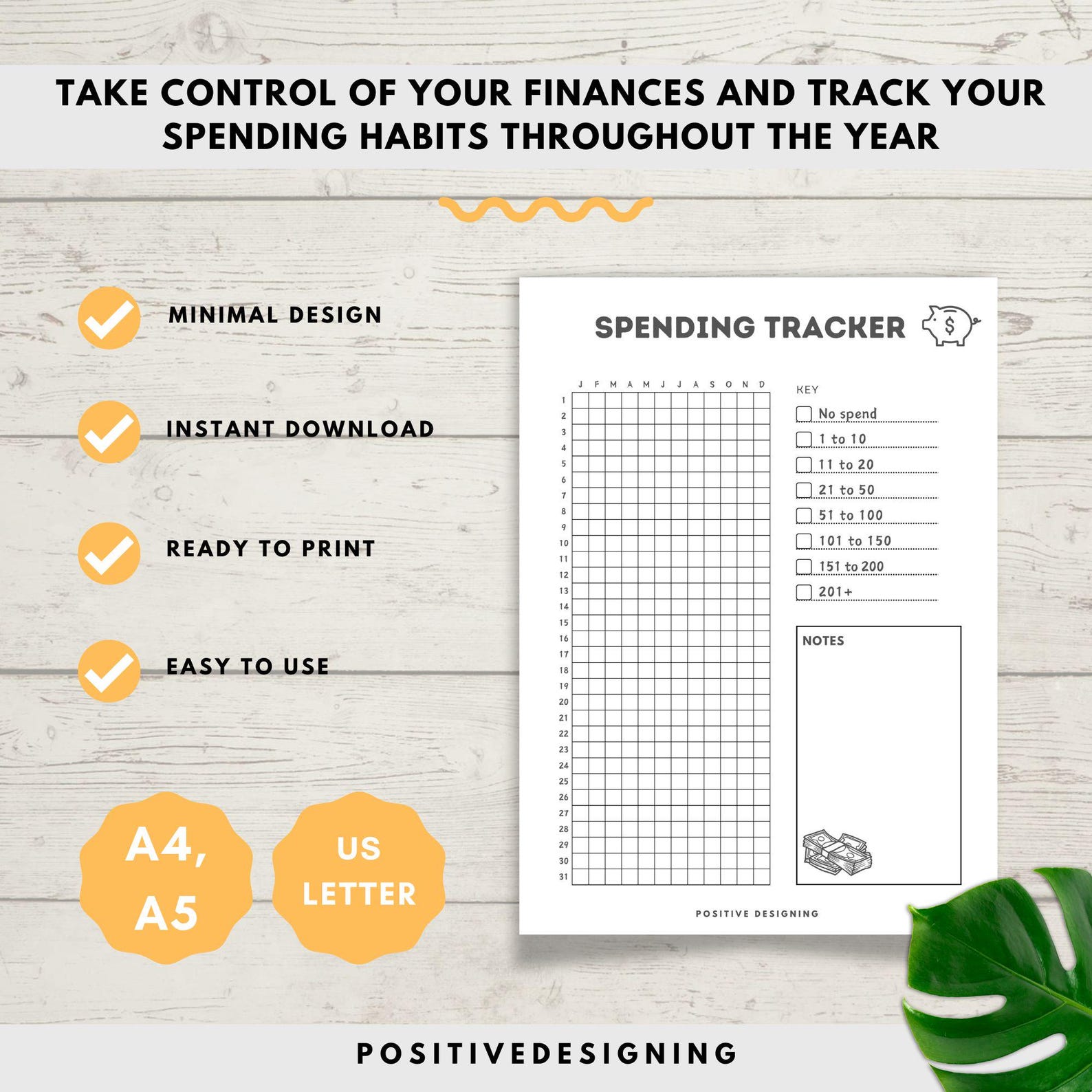 Spending Tracker Printable - Expense Tracker - Budget Template ...