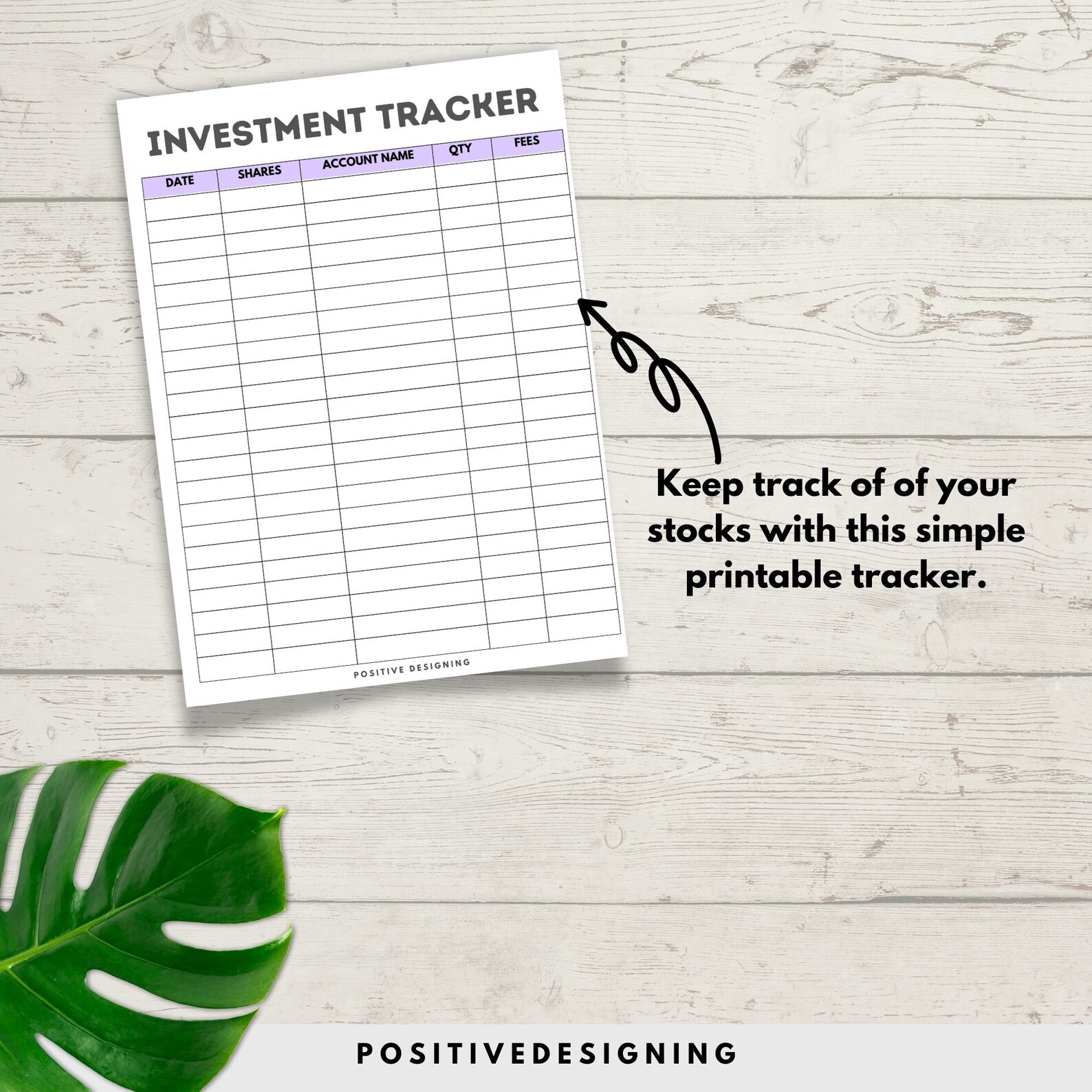 Investment Tracker Printable | Stock Portfolio Progress Log | Money ...