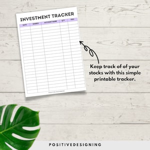 Investment Tracker Printable | Stock Portfolio Progress Log | Money ...
