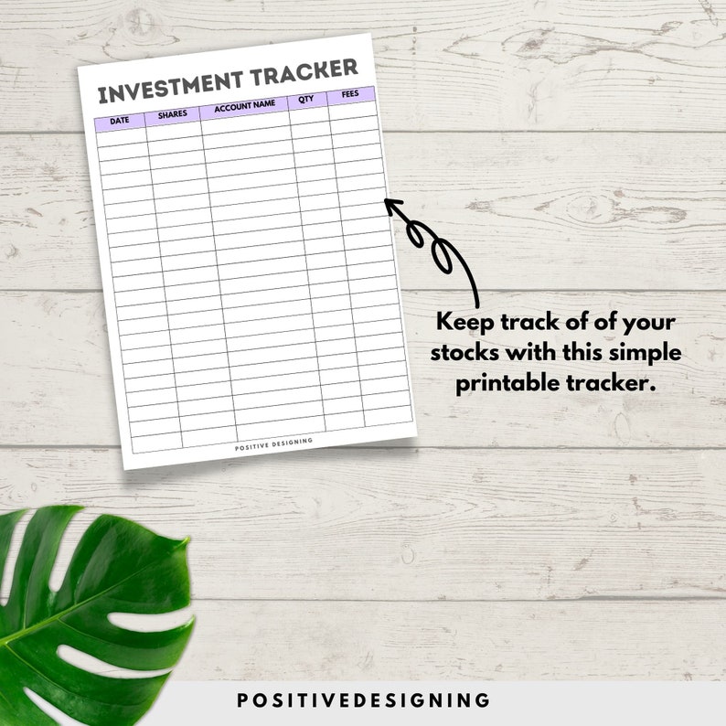 Investment Tracker Printable Stock Portfolio Progress Log Money ...