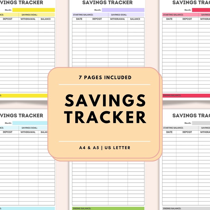 Savings Account Sheet Printable, Personal Savings Tracker, Financial ...