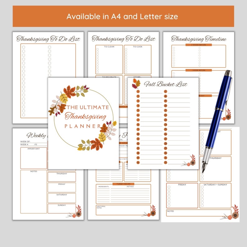 Thanksgiving Planner Printable, Holiday Planner, Thanksgiving Binder ...