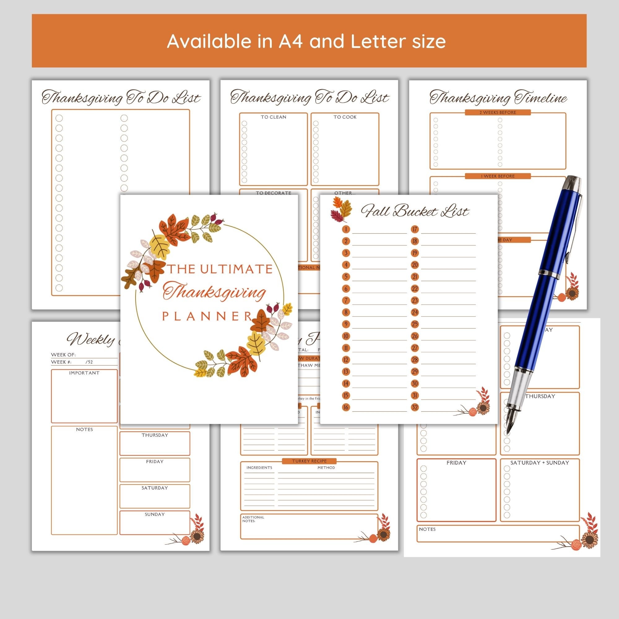 Thanksgiving Planner Printable, Holiday Planner, Thanksgiving Binder ...