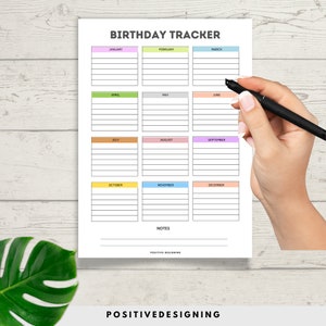 Birthday Tracker | Printable Birthday List | Birthday Planner ...