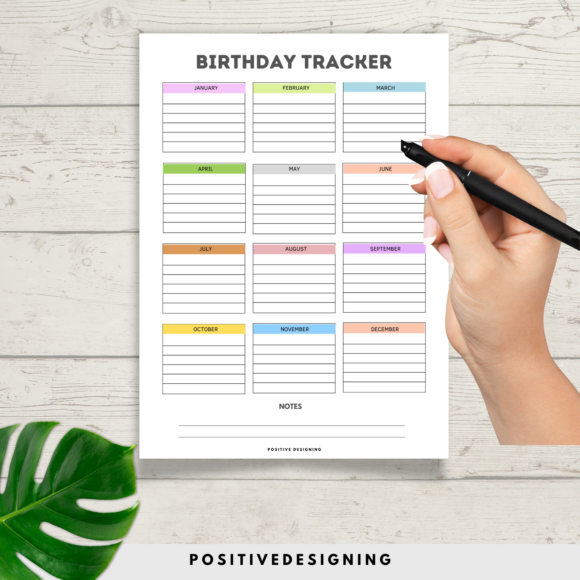 Birthday Tracker | Printable Birthday List | Birthday Planner ...
