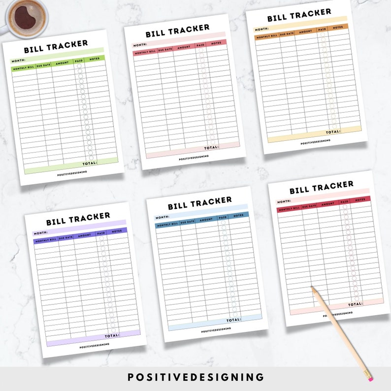 Monthly Bill Tracker Printable Bill Payment Tracker Bill - Etsy