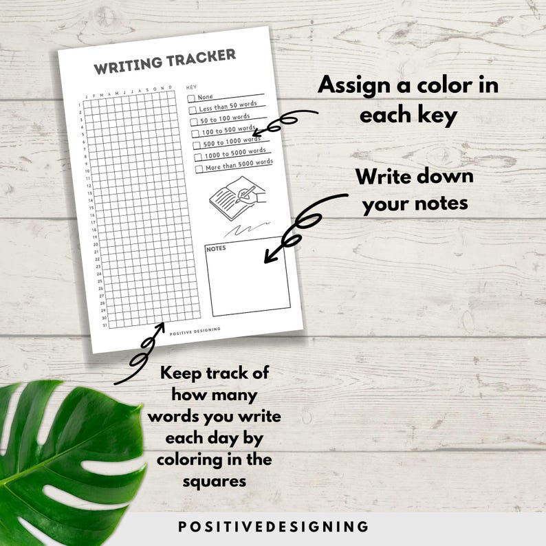 Writing Tracker - Printable Journal Page for Word Count, Writing Log ...