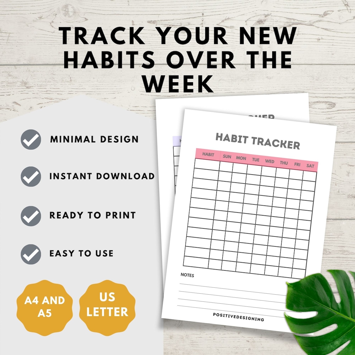 Habit Tracker Printable, Weekly Habit Tracker, Habit Tracker Planner ...