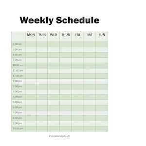 Half Hour Weekly Schedule Printable, Half Hour Daily Schedule Template ...