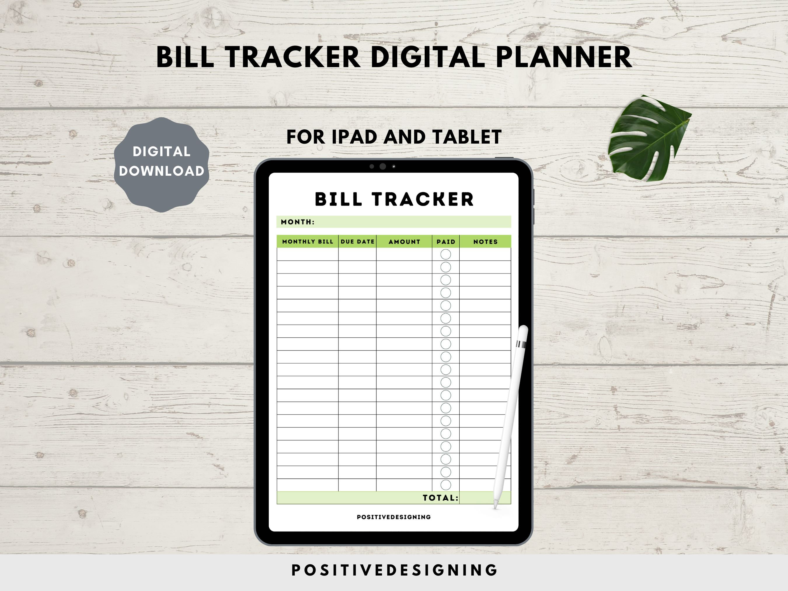 Monthly Bill Tracker, Monthly Bill Log, Digital Planner, Bill Planner ...