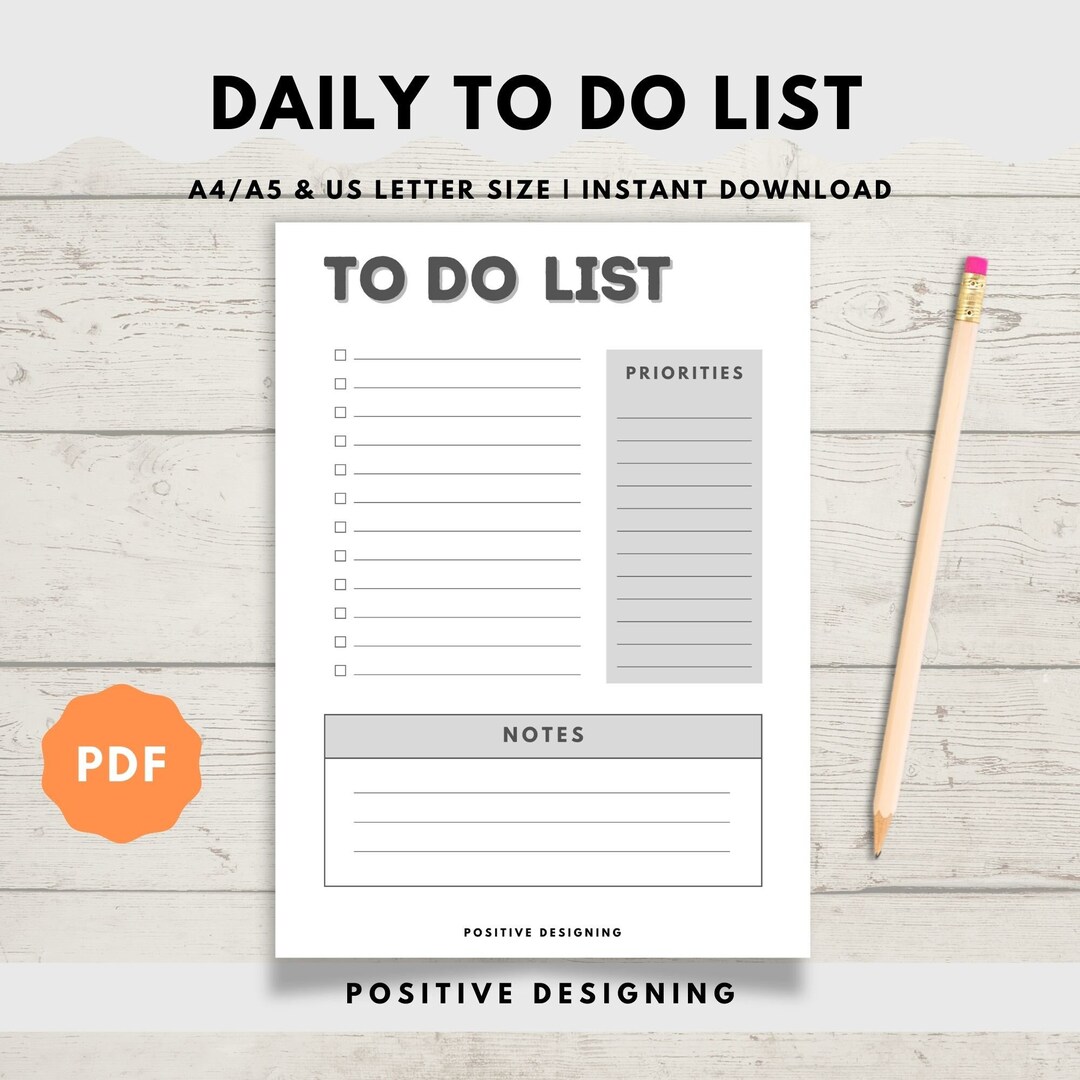 Daily to Do List Printable Instant Download Minimal - Etsy