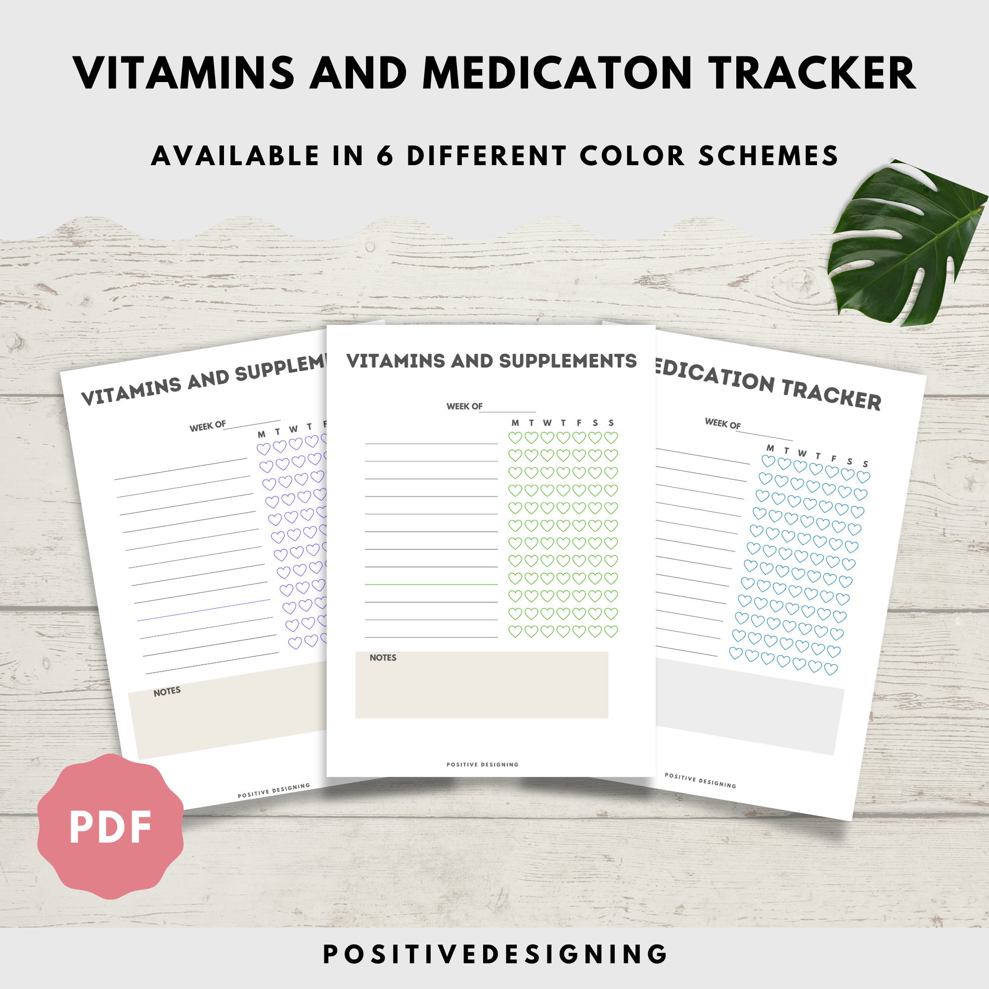 Medication Tracker, Vitamin Supplement Tracker, Health Log, Supplement ...