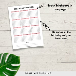 Printable Birthday Tracker | A4, A5, Letter Sizes (digital PDF) - Etsy