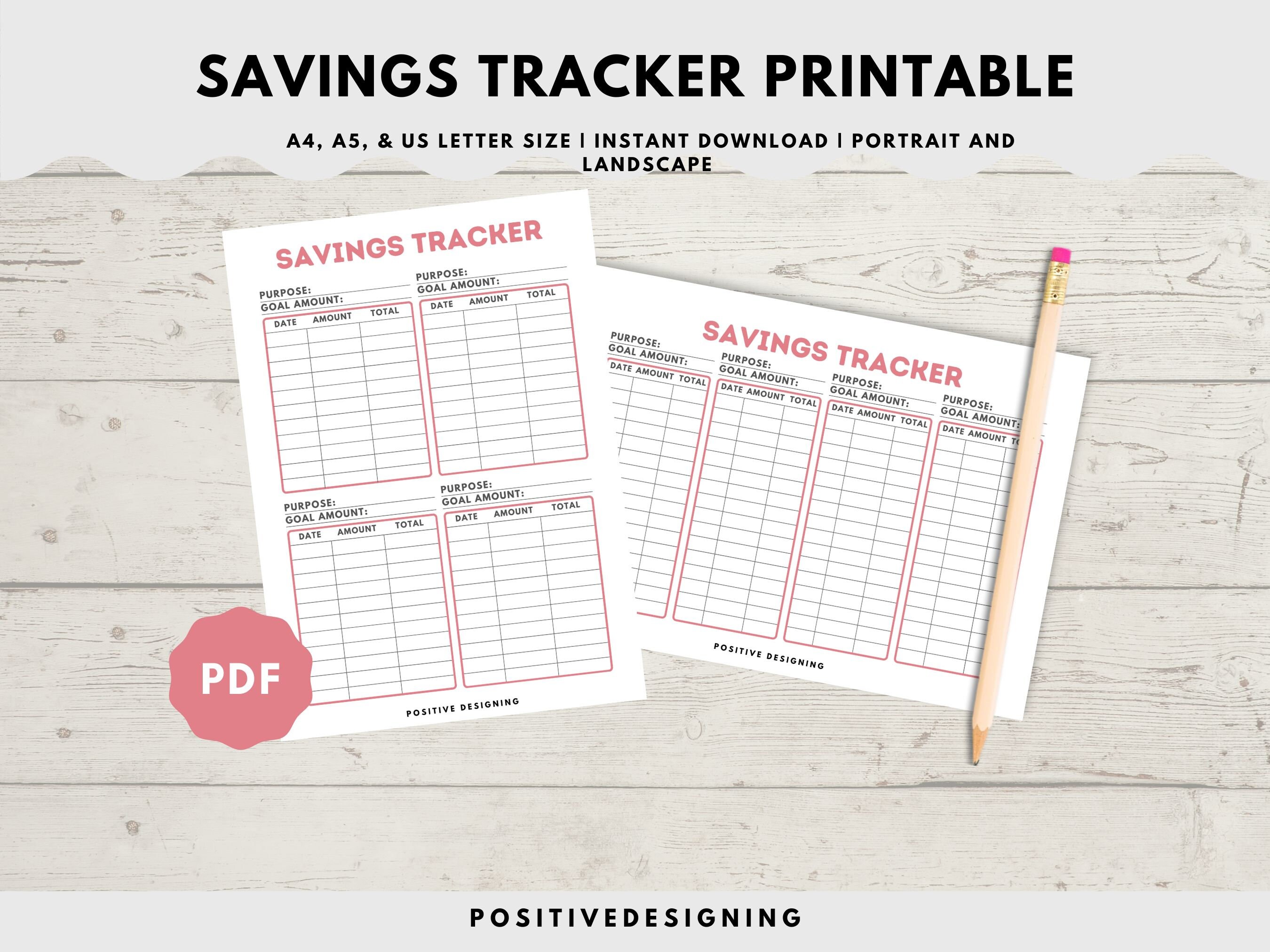 Savings Account Sheet Printable, Personal Savings Tracker, Financial ...