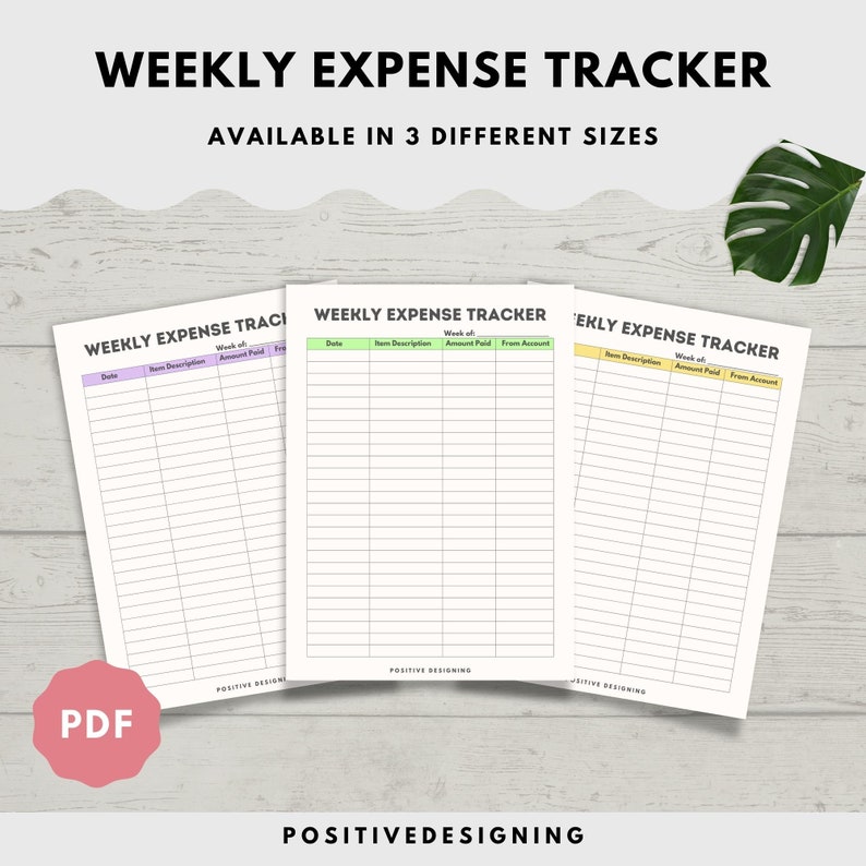 Weekly Expenses Tracker Printable, Spending Tracker, Budget Planner ...
