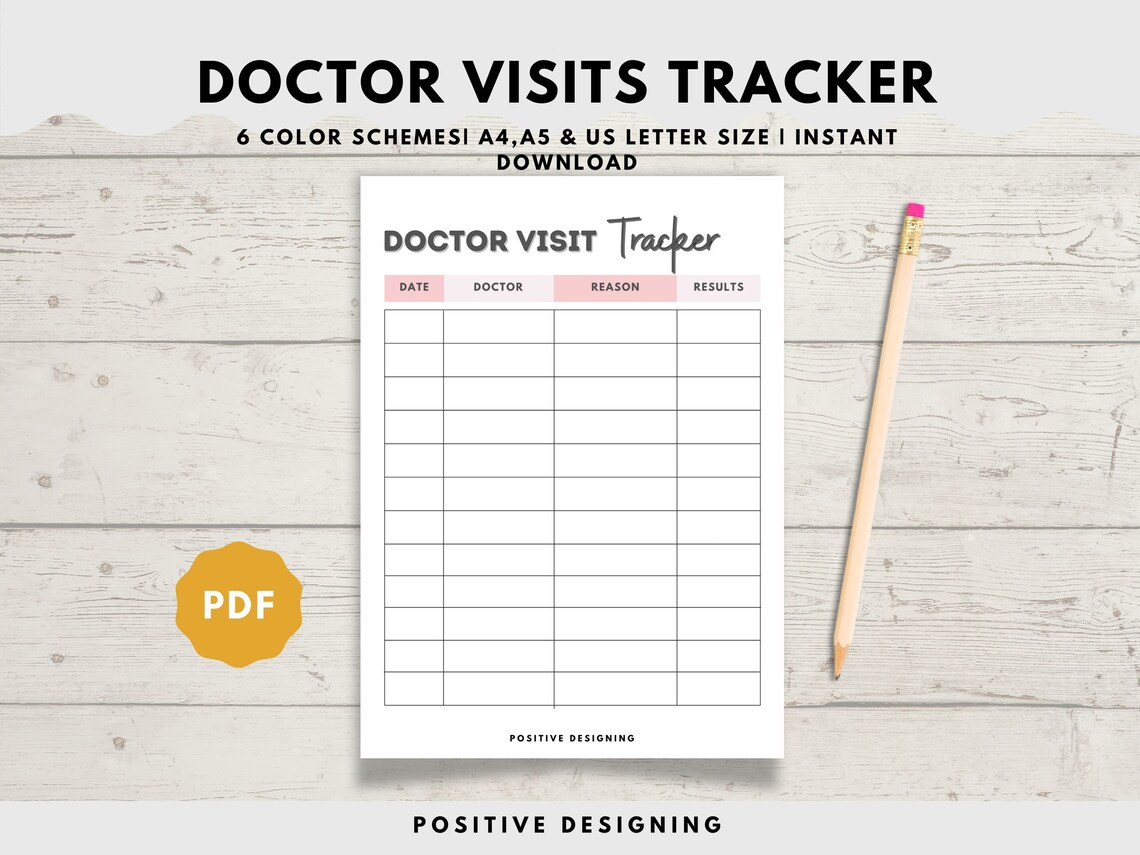 Doctors Visits Tracker Printable, Doctors Appointments Log, Medical ...