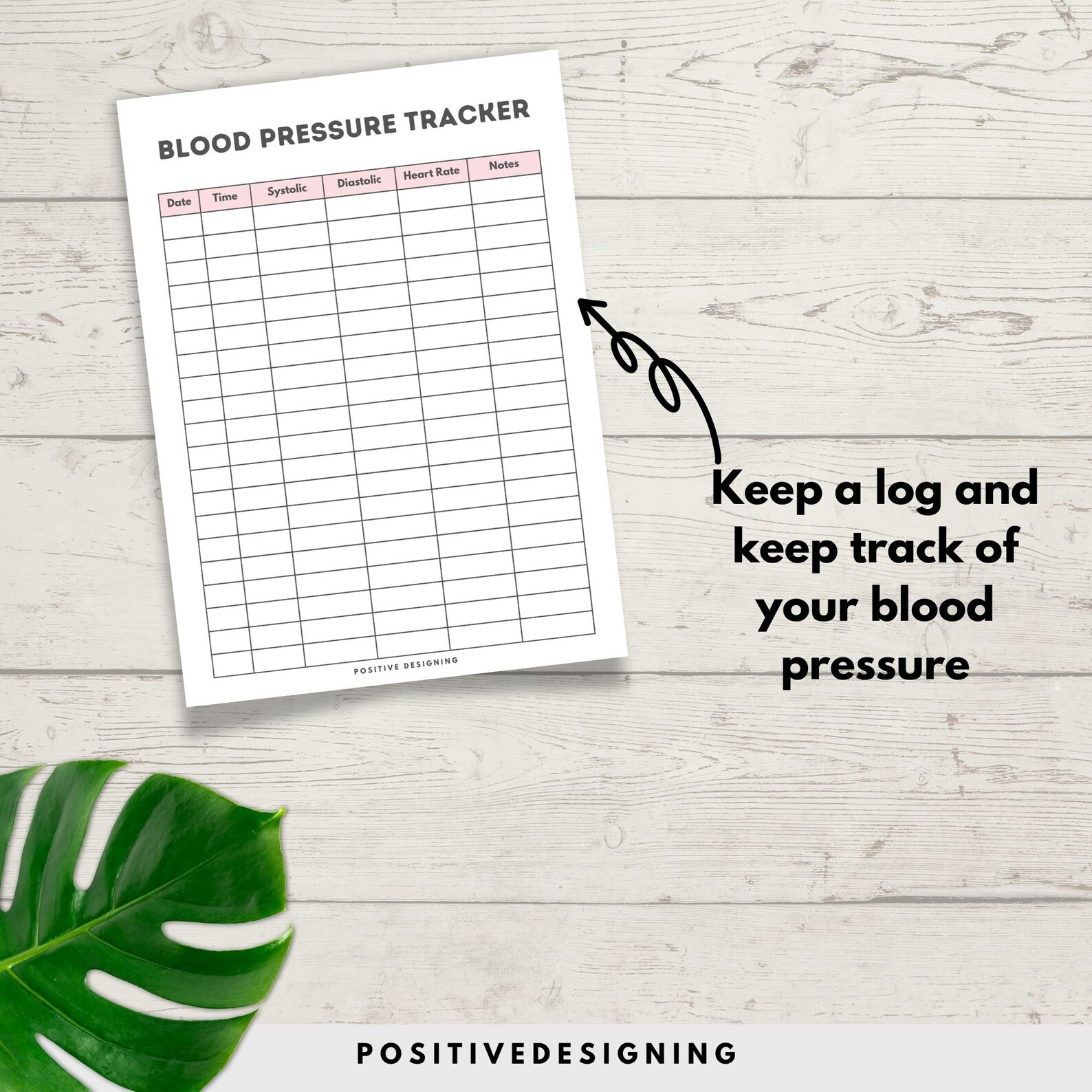 Blood Pressure Chart Printable - Instant Download, Medical Tracker ...