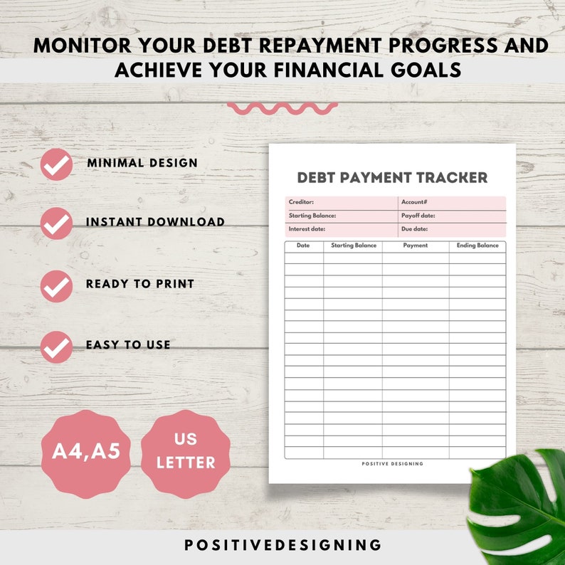 Debt Payment Tracker Printable, Money Planner (PDF) - Etsy