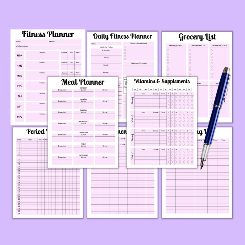 Fitness Tracker Planner Printable, Health Planner, Fitness Journal ...