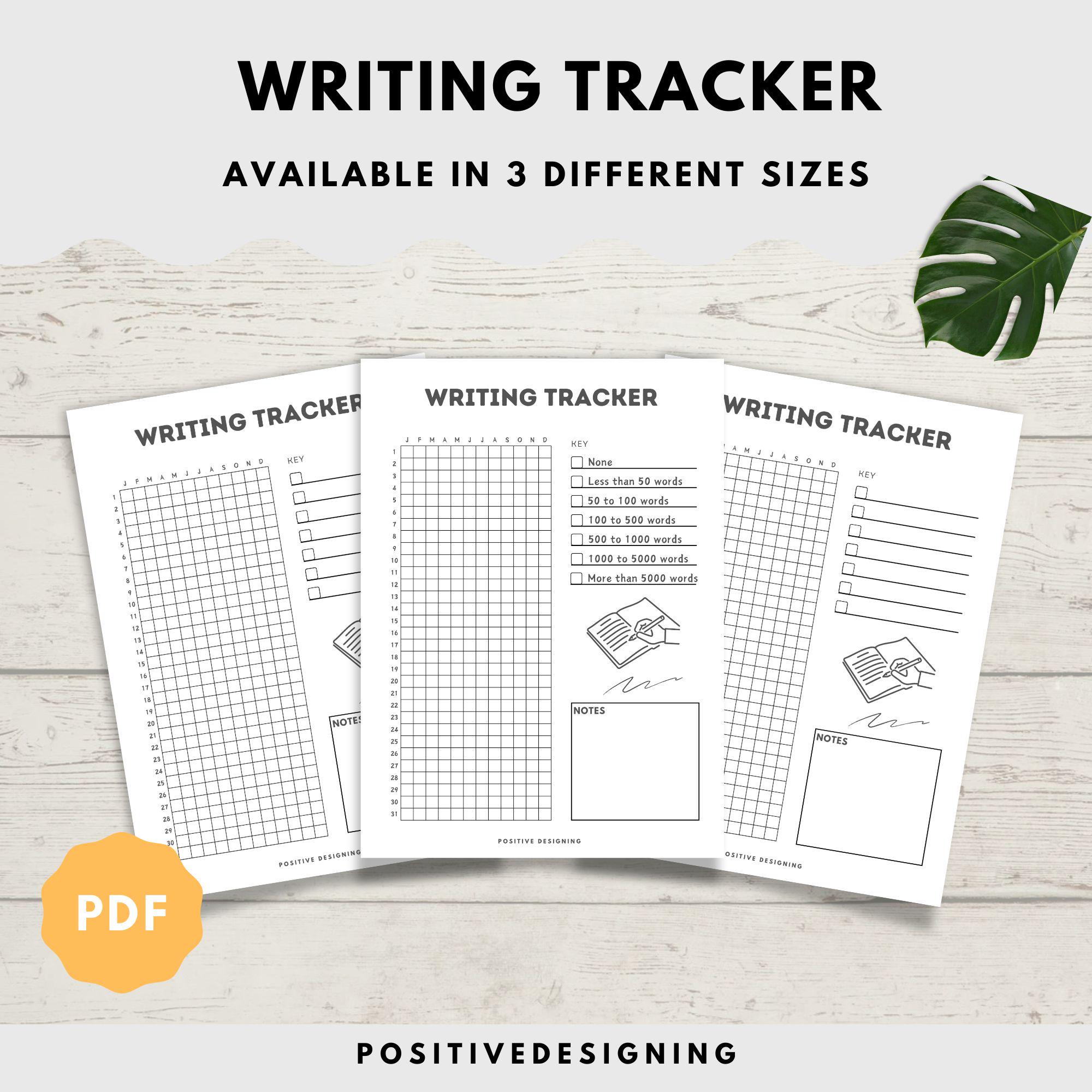 Writing Tracker - Printable Journal Page for Word Count, Writing Log ...