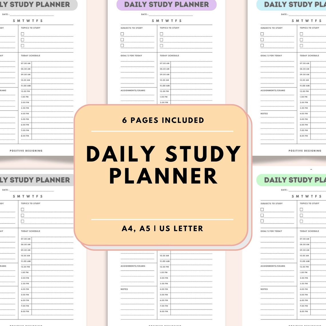 Study Planner Printable, Print at Home Study Plan, Student Planning ...