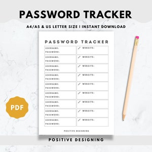 Printable Password Tracker, Password Log, Address Book Pages, Instant ...