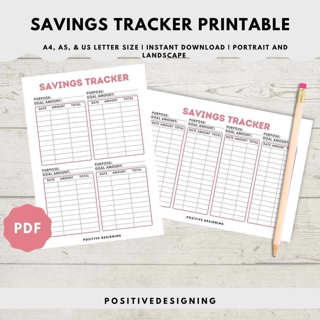 Savings Account Sheet Printable Personal Savings Tracker - Etsy