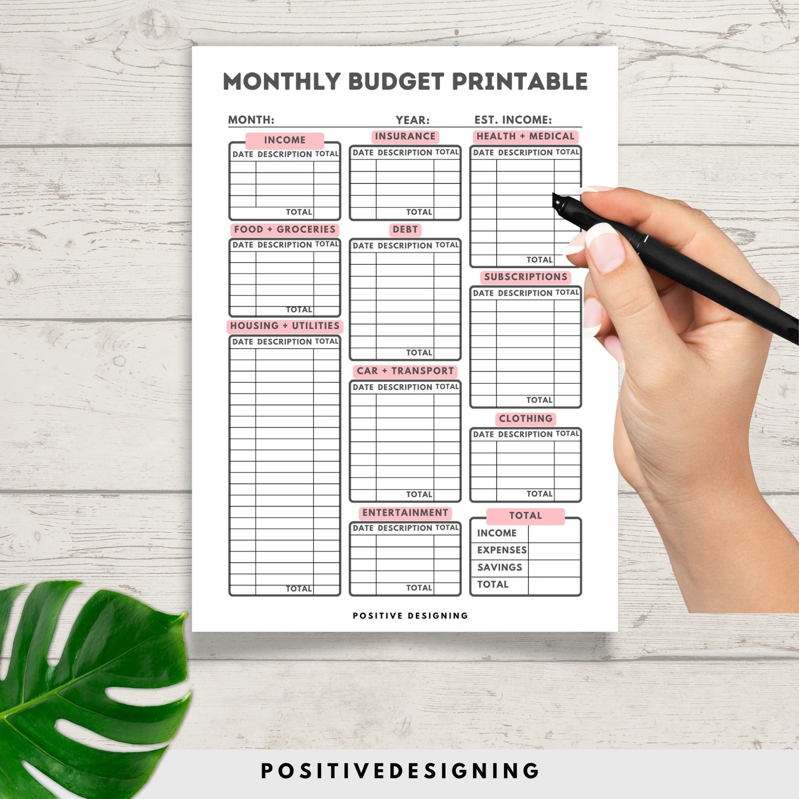 Monthly Budget Planner Printable | Financial Journal | Monthly Budget ...