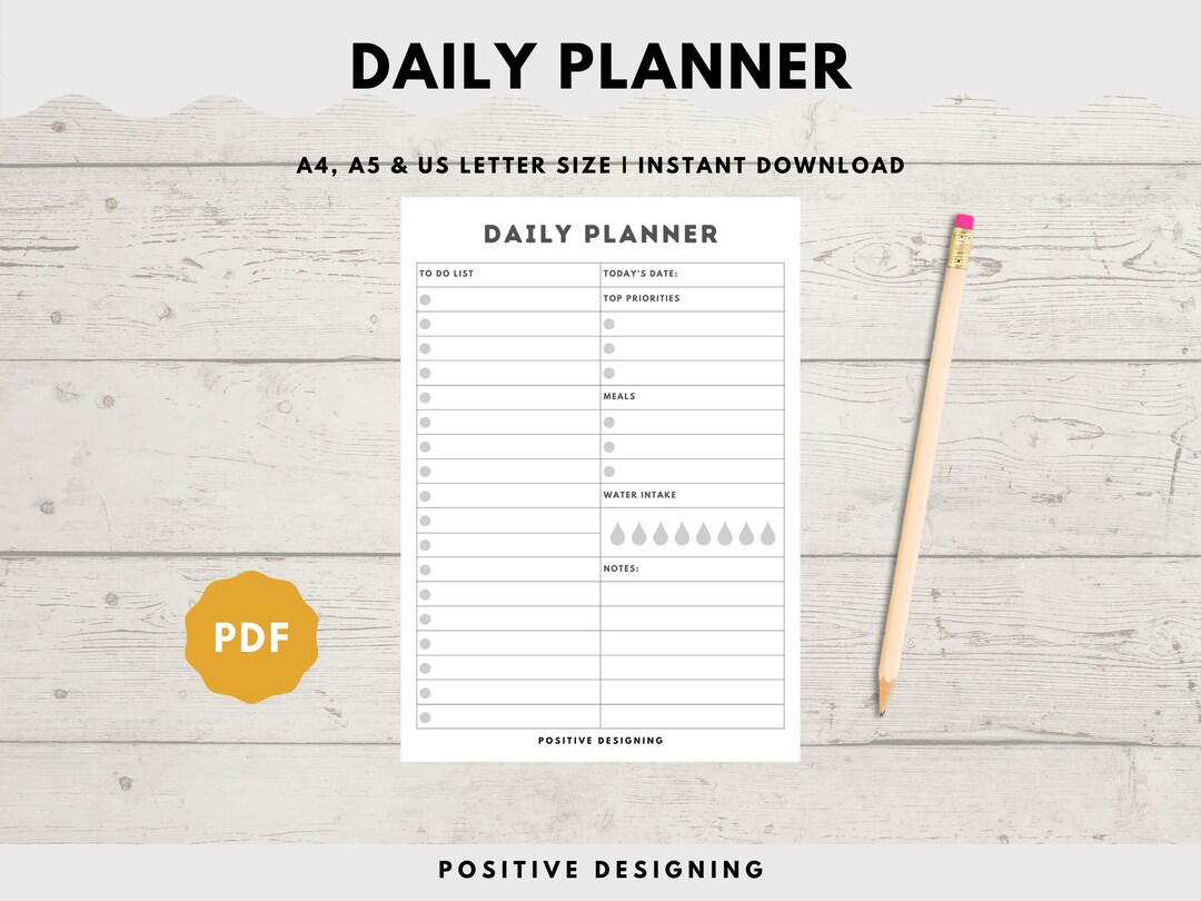 Daily Planner Printable, Daily to Do List, Productivity Planner, Daily ...