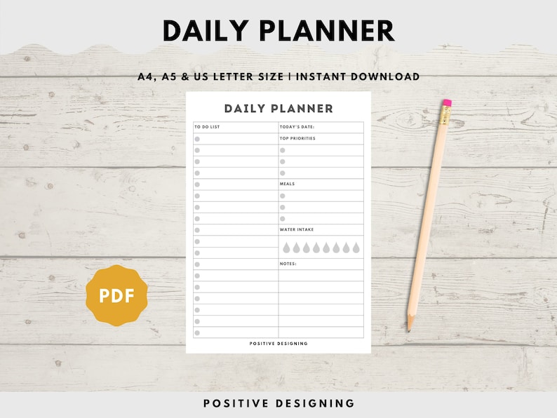 Daily Planner Printable, Daily to Do List, Productivity Planner, Daily ...
