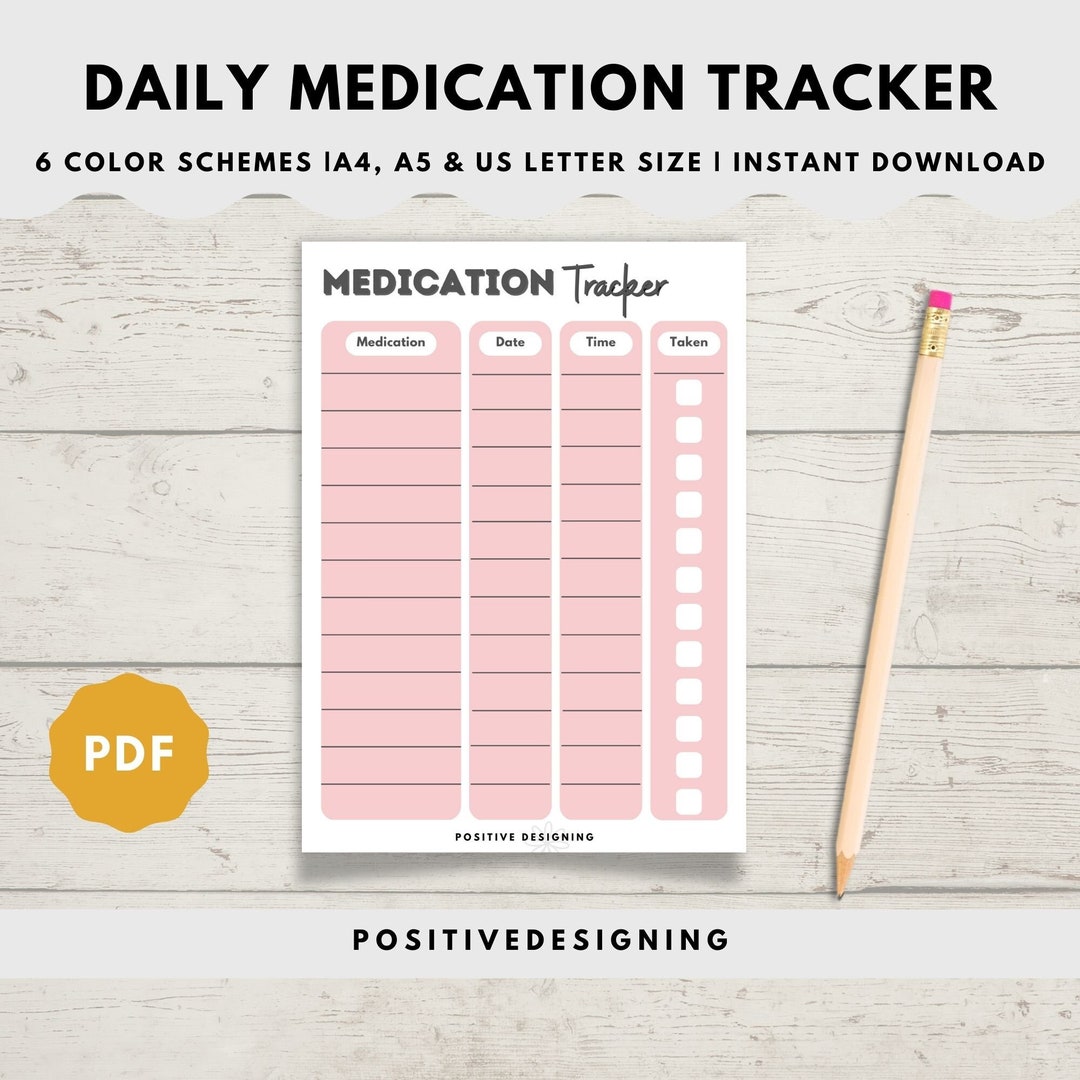 Daily Medication Tracker Printable Medication Log Daily - Etsy