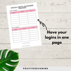 Social Media Password Tracker | Password Organizer Sheet | Social Media ...