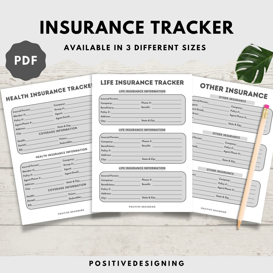 Insurance Tracker Printable Insurance Tracking Template - Etsy