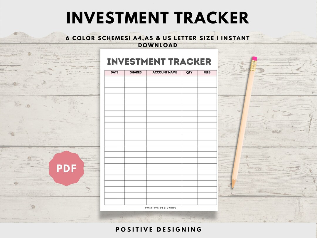 Investment Tracker Printable | Stock Portfolio Progress Log | Money ...