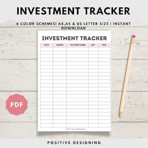 Investment Tracker Printable | Stock Portfolio Progress Log | Money ...
