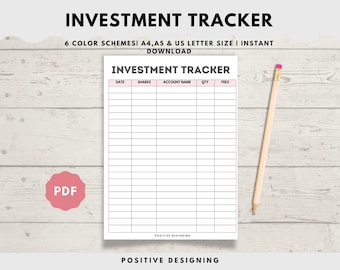 Investment Tracker Printable | Stock Portfolio Progress Log | Money ...