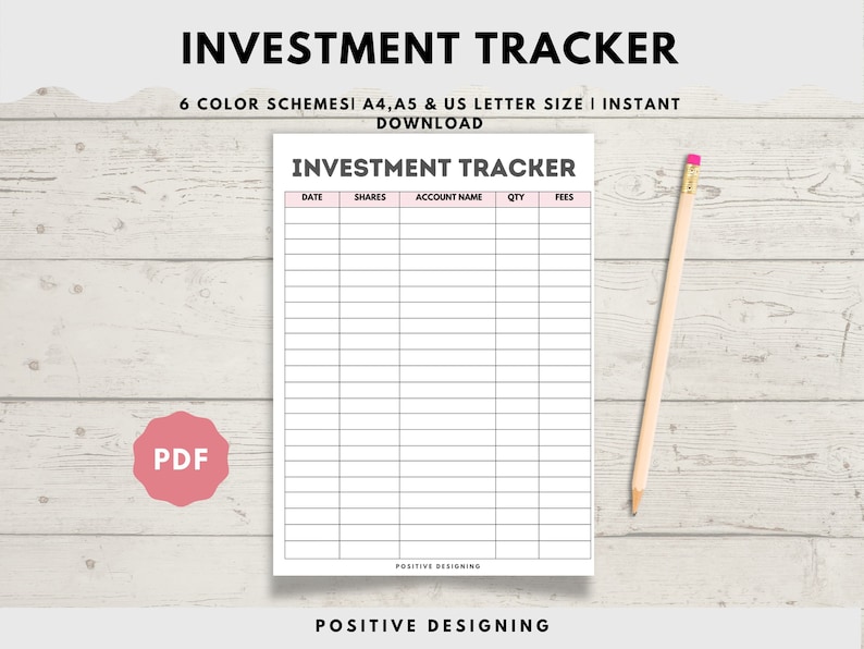 Investment Tracker Printable | Stock Portfolio Progress Log | Money ...